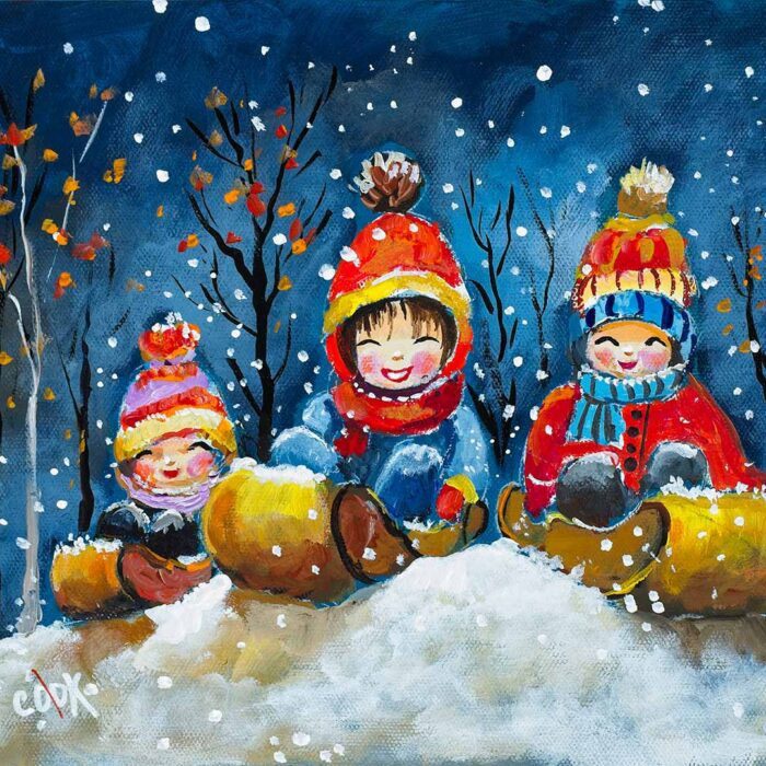Kids Sledding – Academy of Fine Art and Acrylic Painting