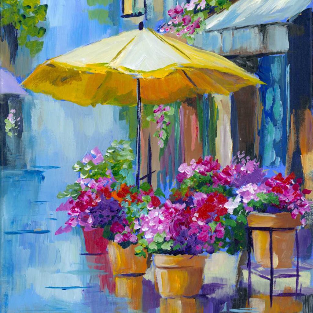Flower Shop in Paris – Academy of Fine Art and Acrylic Painting